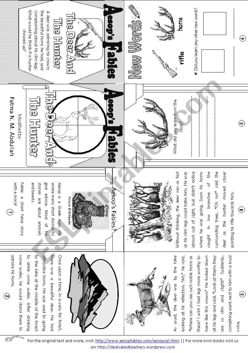 Aesop´s Fables: The Deer and the Hunter [ Mini-book ] - ESL worksheet ...